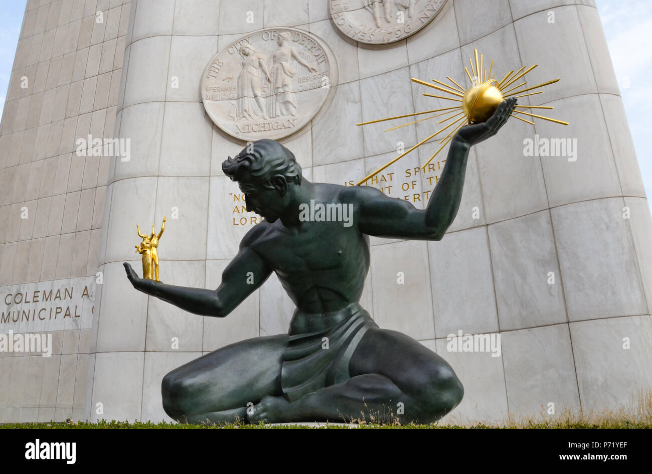 DETROIT, MI / USA - OCTOBER 21, 2017: The Spirit of Detroit sculpture ...