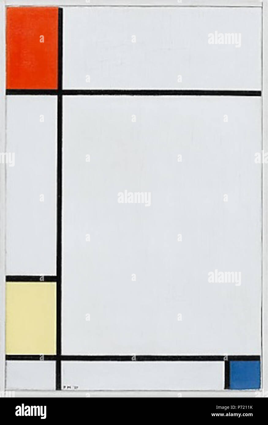 Piet Mondrian Composition With Yellow Red And Blue 1927 Composition