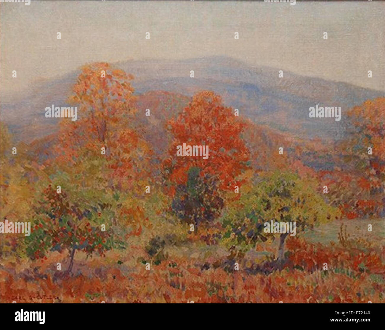 English: Fall Landscape by Carl Gordon Cutler, oil on canvas, 18 x 23 ...