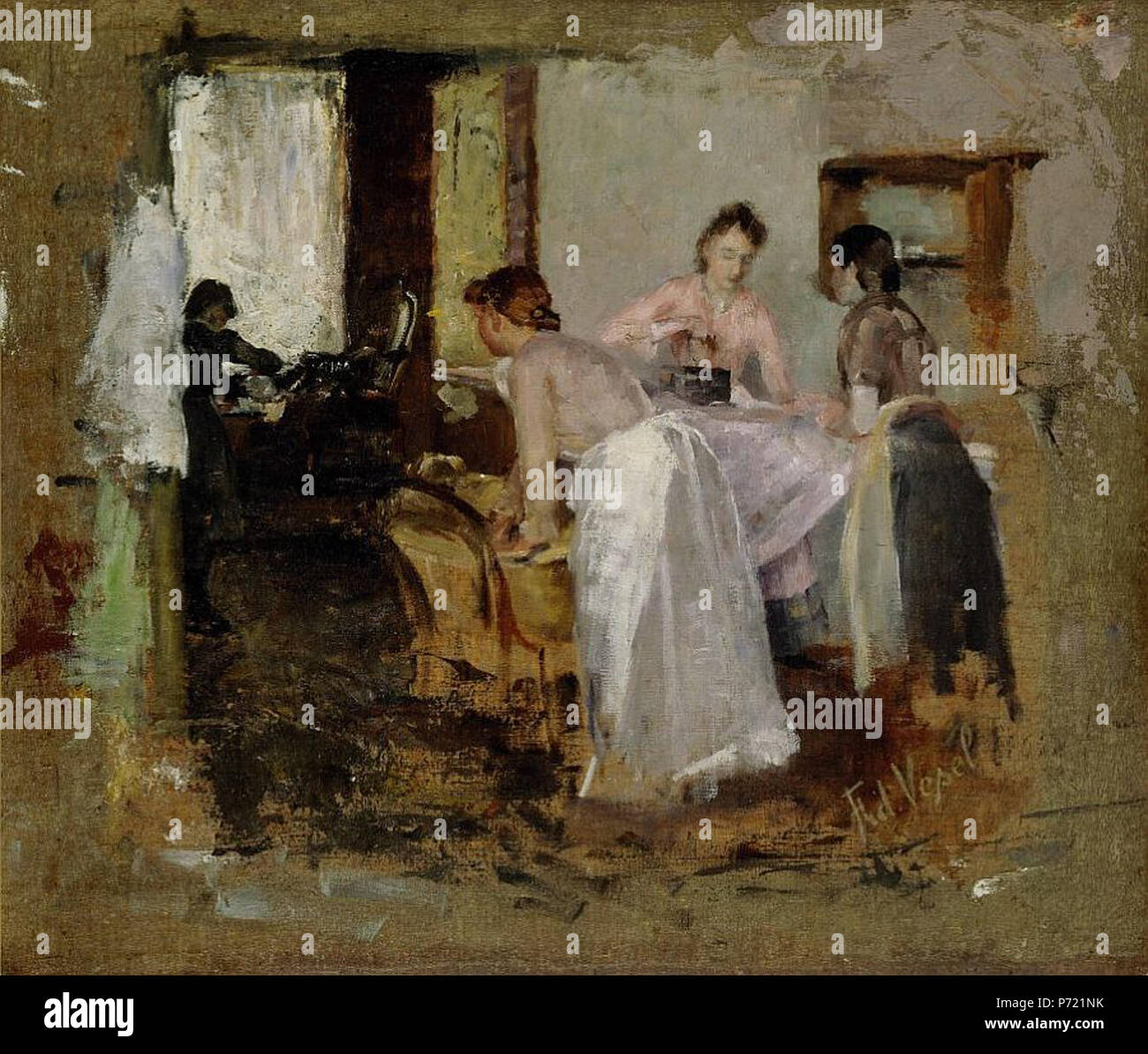 . Women Ironing (A Study) 1891 15 Ferdo Vesel - Likarice Stock Photo ...