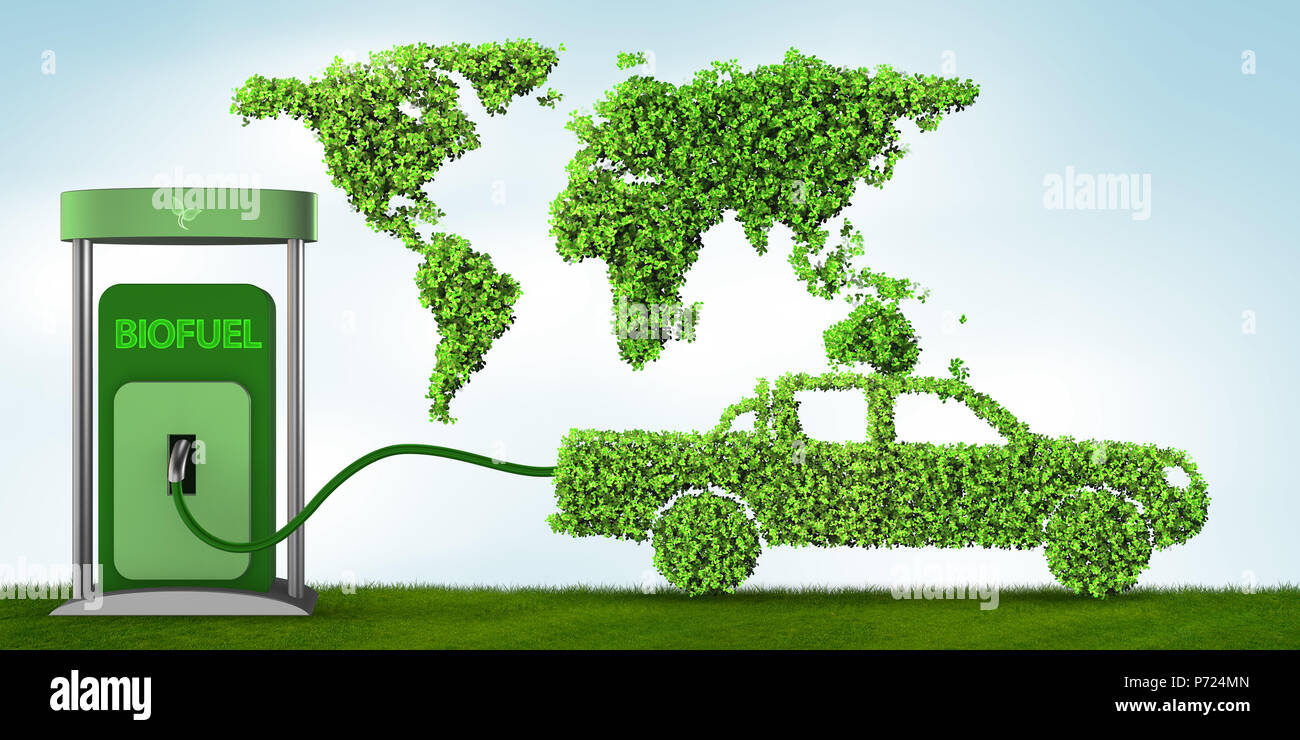 Car powered by biofuel - 3d rendering Stock Photo - Alamy