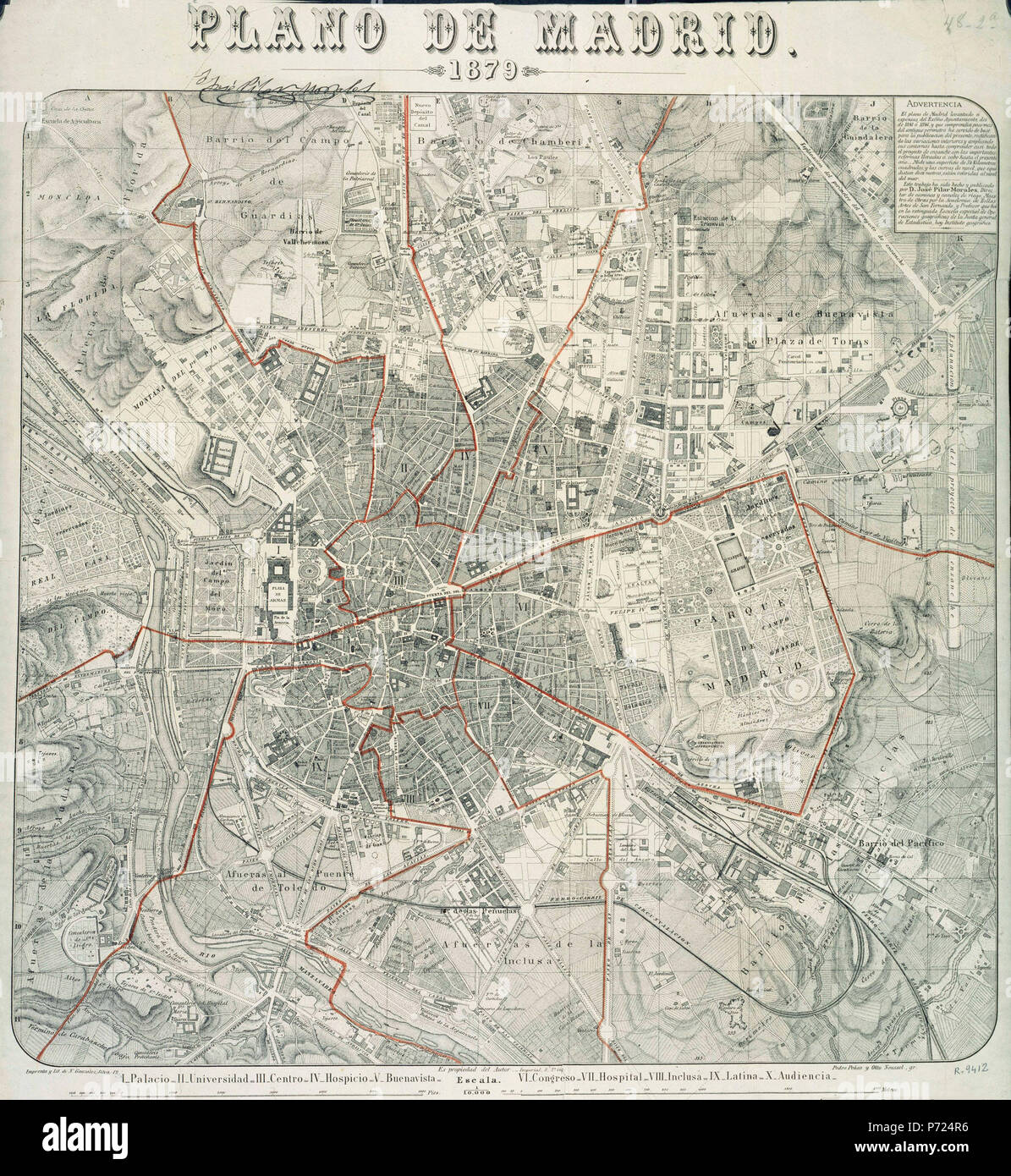 Español: Guia del plano de Madrid y sus contornos en 1877 / por D. José ...