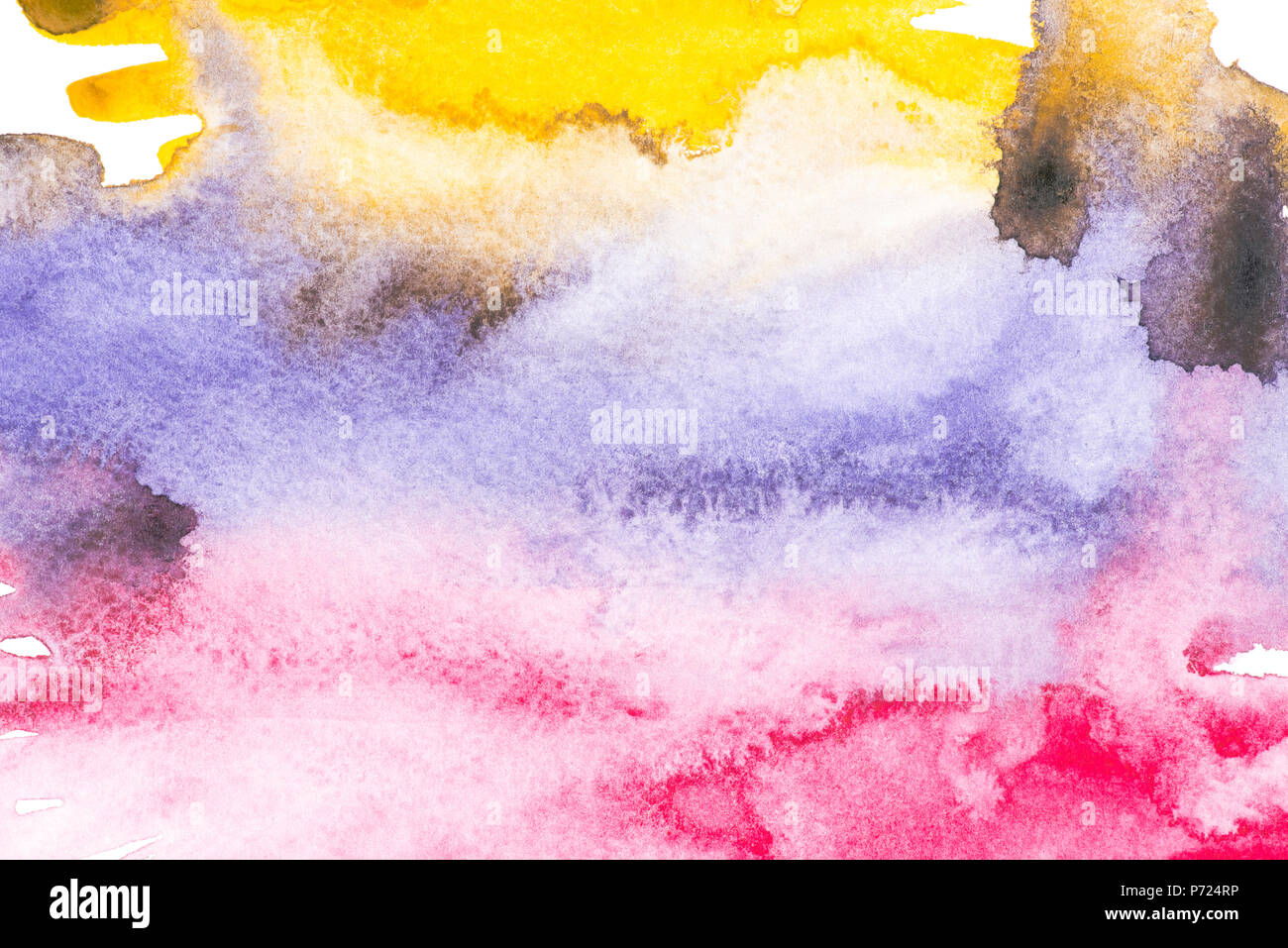 Abstract painting with colorful paint blots on white Stock Photo - Alamy