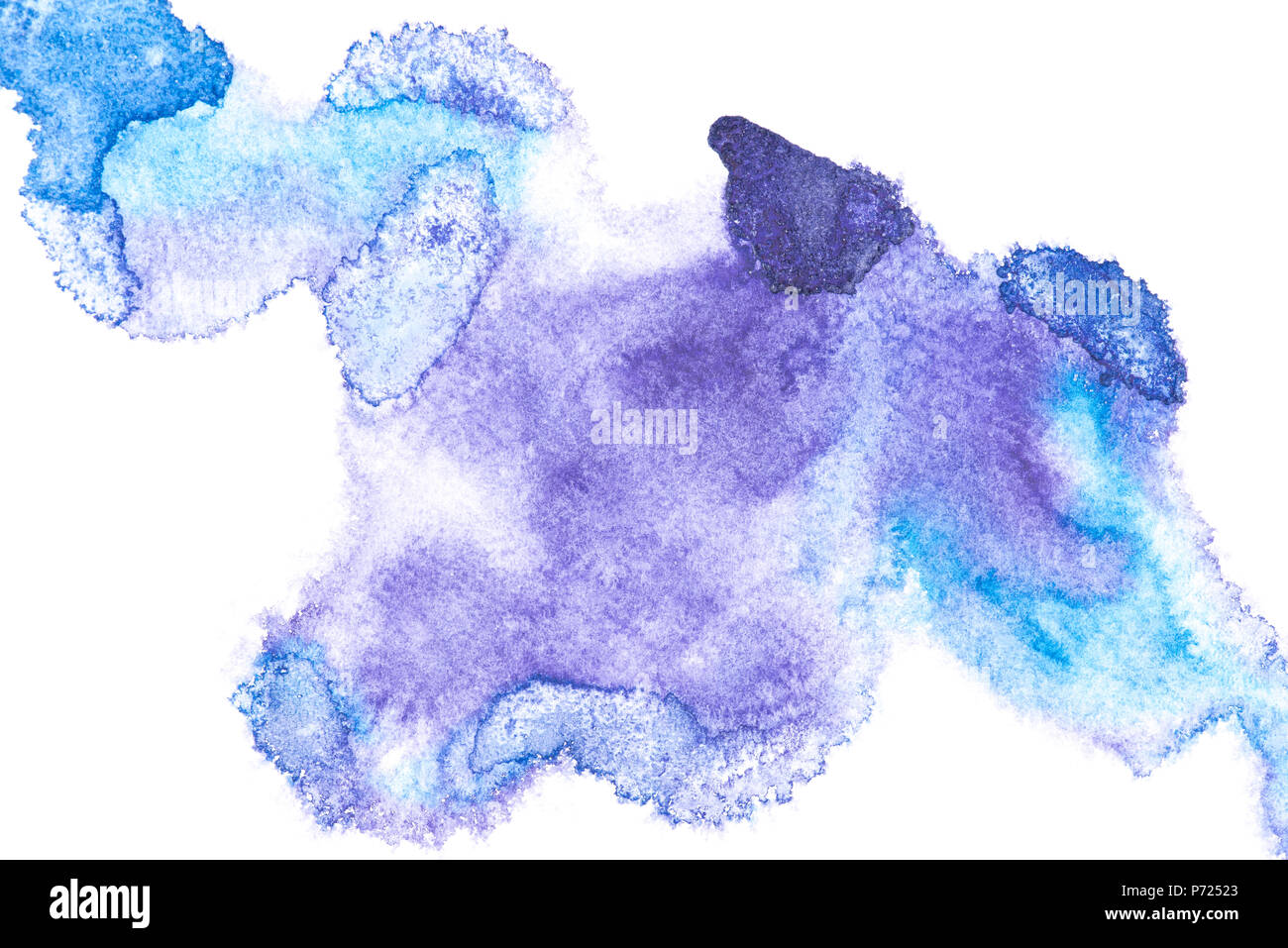 Abstract painting with blue paint blots on white Stock Photo - Alamy