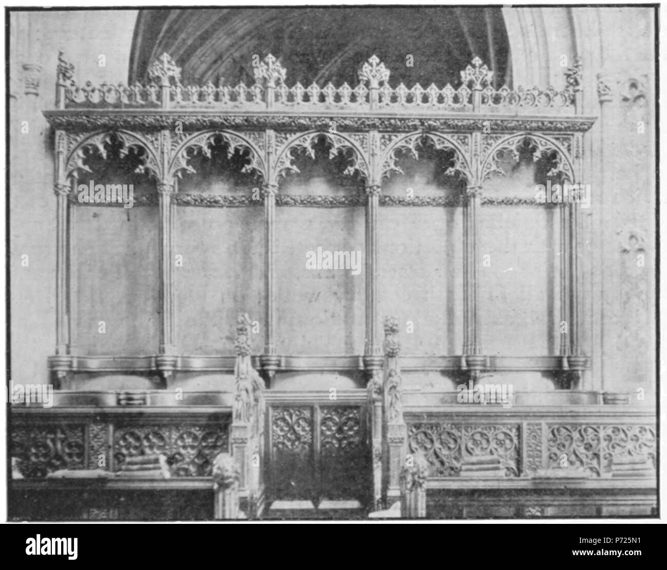 English: Stalls, Sherborne abbey, Dorset. 1910 84 Wood Carvings in ...