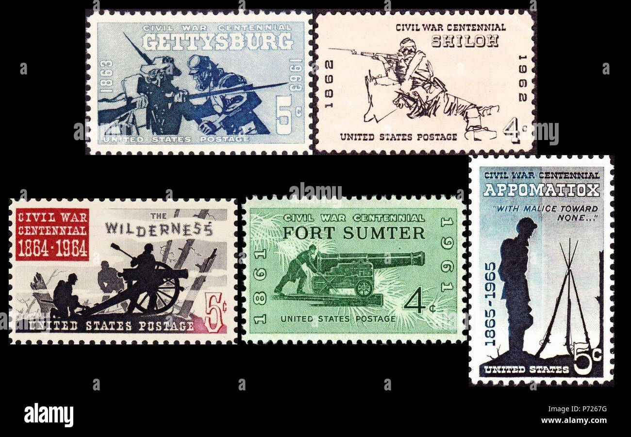 English: Composite photo of five commemorative stamps, commemorating ...