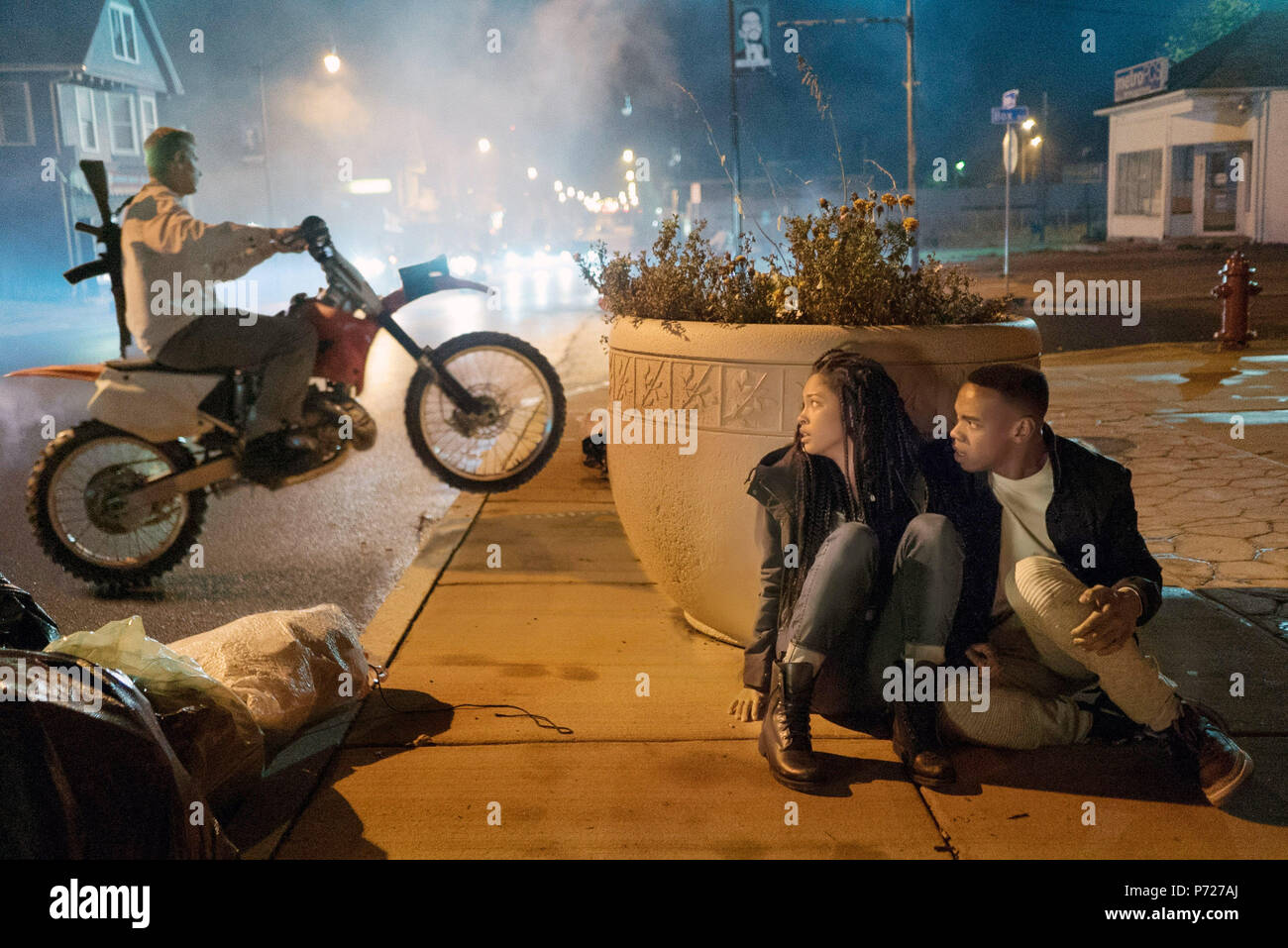 THE FIRST PURGE, front, from left: Lex Scott Davis, Joivan Wade, 2018 ...