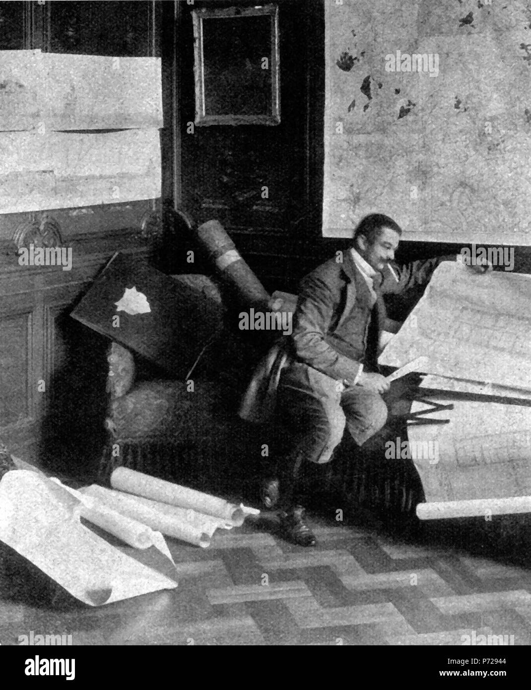 Deutsch: Engelbert-Maria, 9. Herzog von Arenberg, im Arbeitszimmer des ...