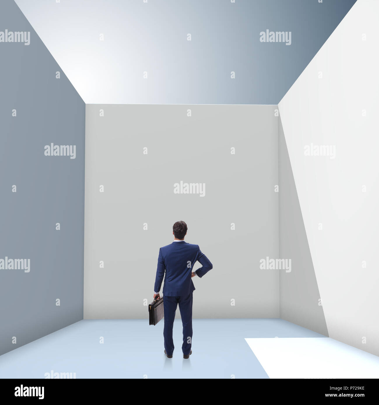 Businessman trying to escape from difficult situation Stock Photo - Alamy