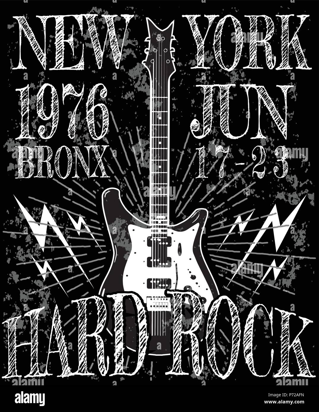 Cool grunge hand drawn electric guitar with distorted text in it. Rock ...