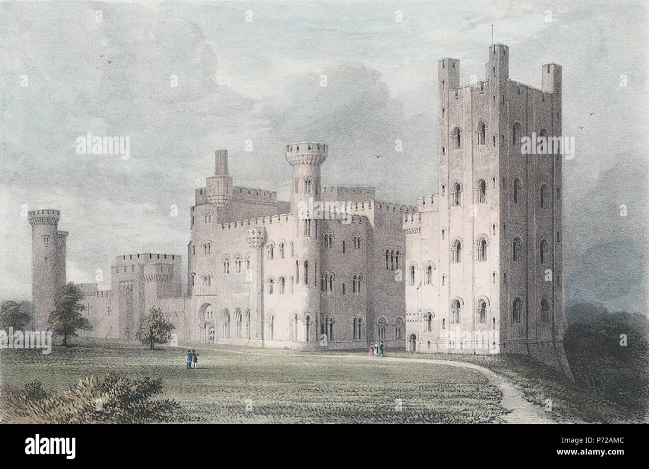 English: South-west view of Penrhyn Castle . circa 1850 13 Penrhyn ...