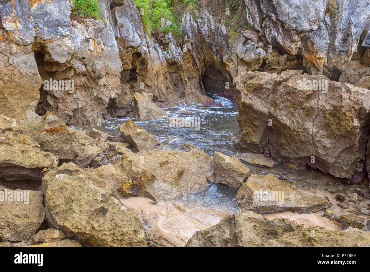 the famous beach gulpiyuri, in Asturias, Spain Stock Photo - Alamy