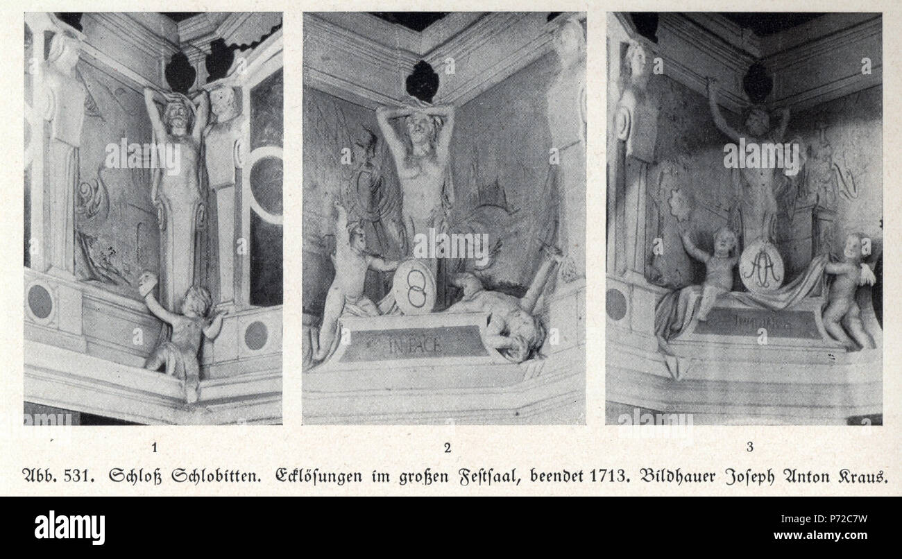 50 Schloss Schlobitten, Großer Festsaal, Ecklösungen, 1713, Bildhauer ...