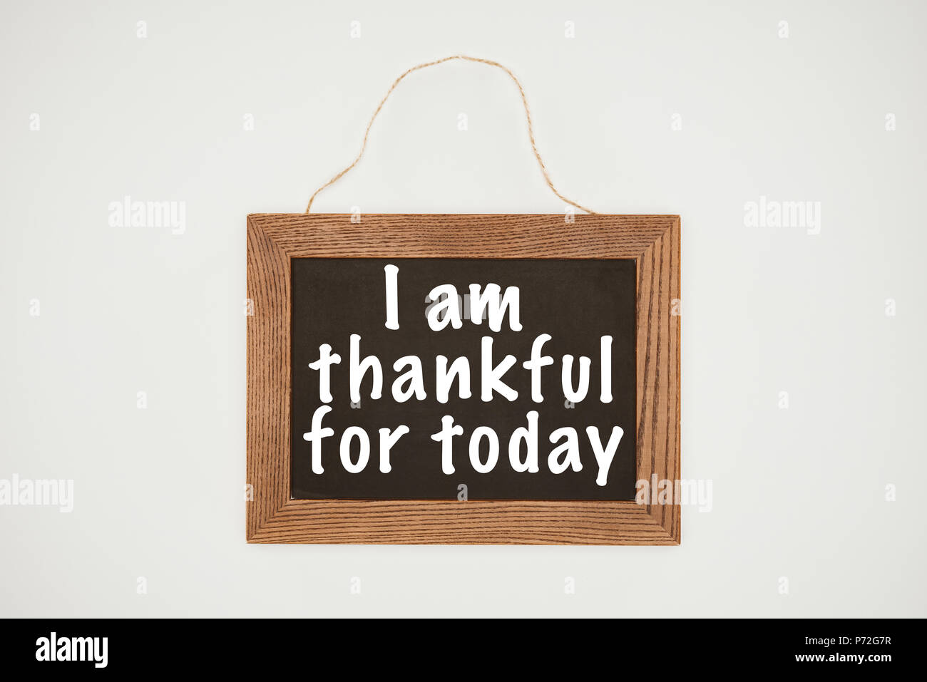 i am thankful today lettering on chalkboard with wooden frame and ...