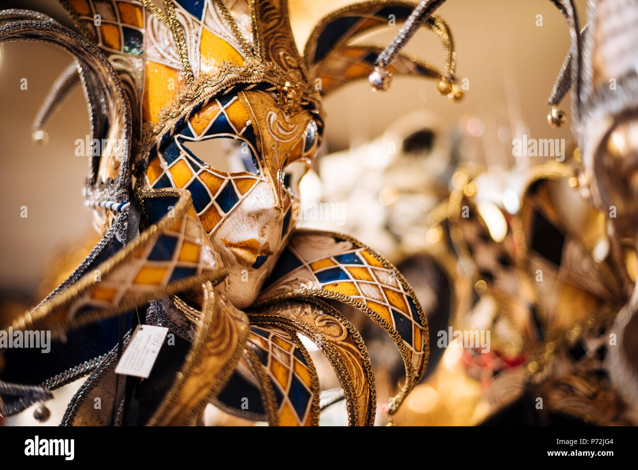 Traditional Venetian masks on display, San Marco, Venice, Veneto ...