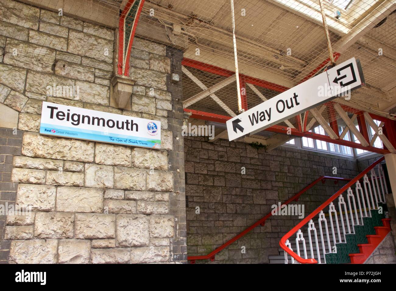 Inside Teignmouth railway station, operated by First Great Western. It ...