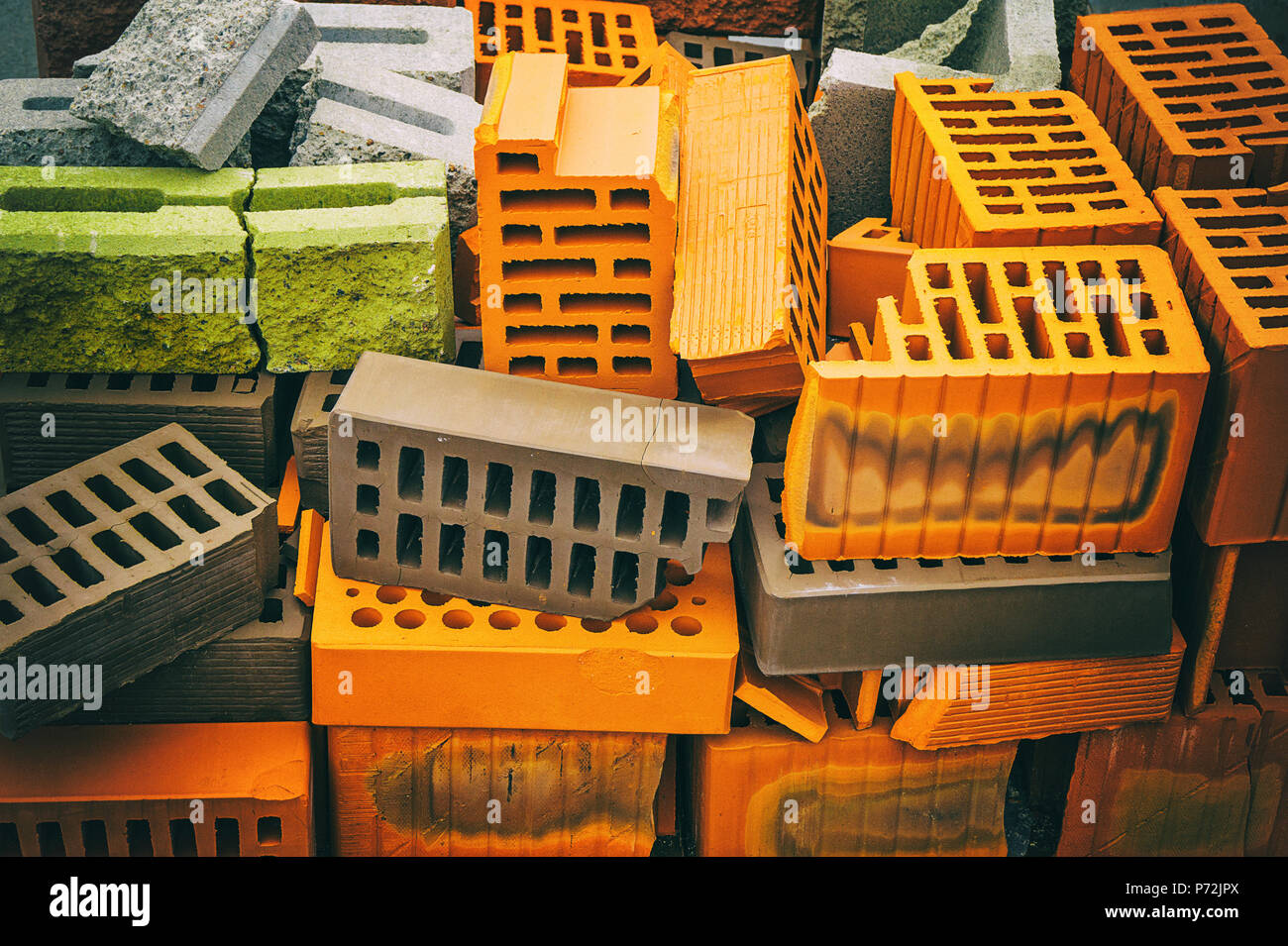 Broken bricks of various types Stock Photo - Alamy