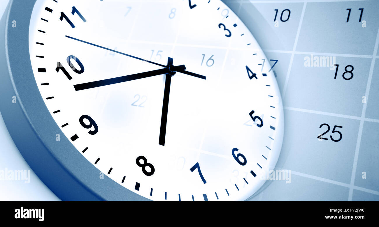 Clock face and calendar composite Stock Photo - Alamy
