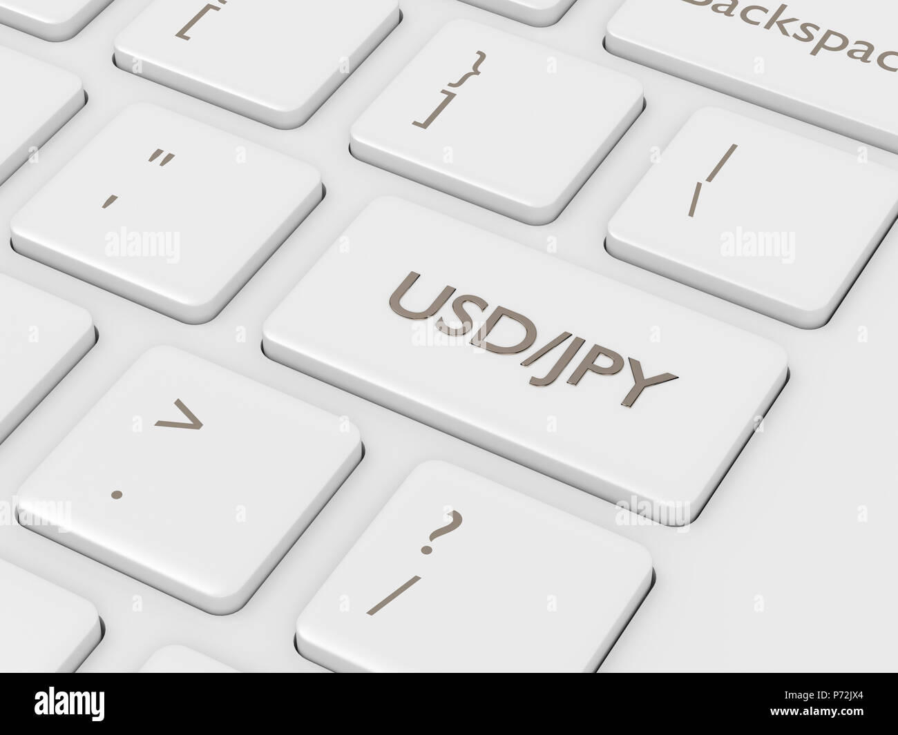 3d render of computer keyboard with yen and dollar button. Forex ...