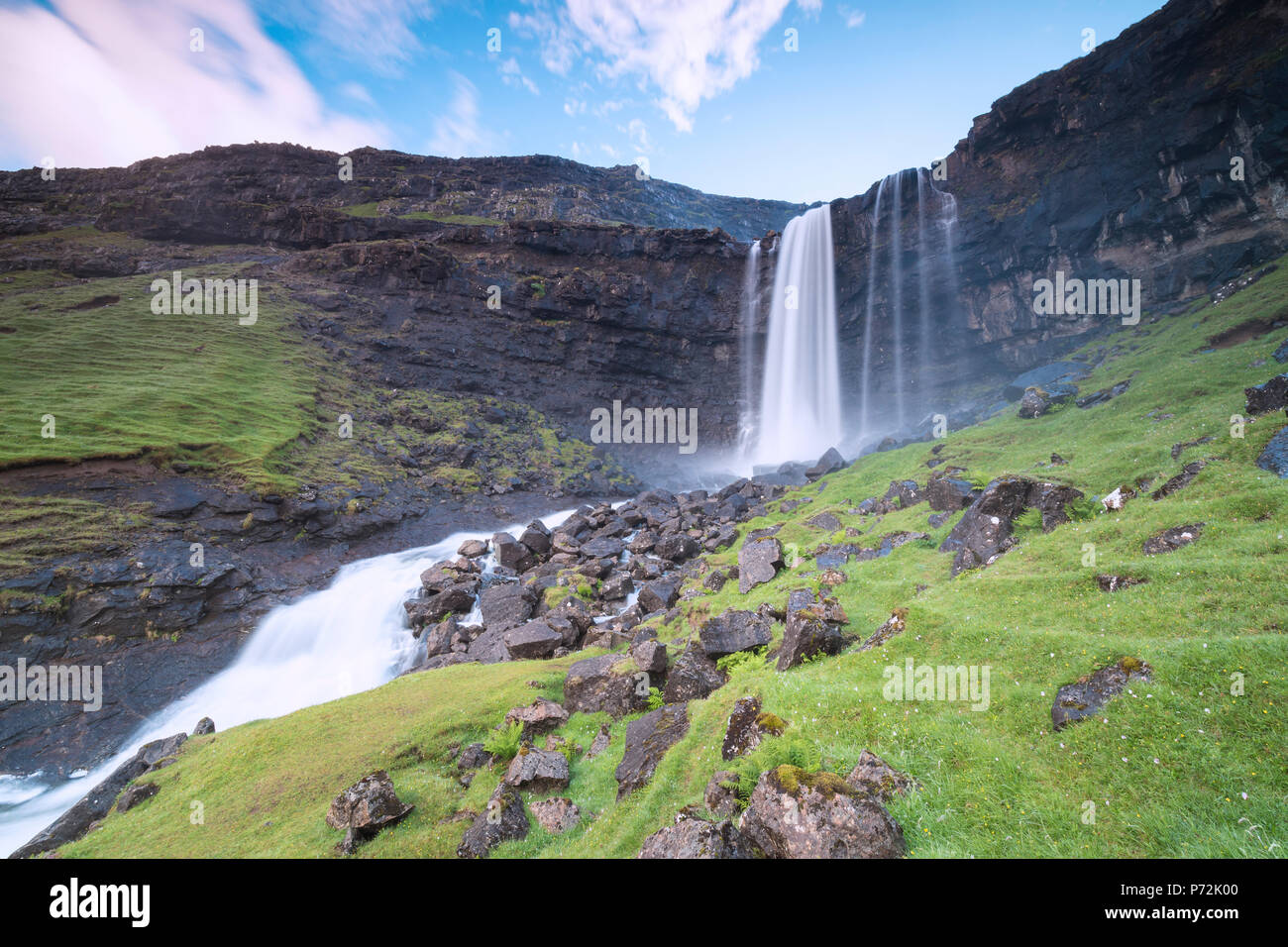Fossa waterfall, Sunda municipality, Streymoy Island, Faroe Islands ...