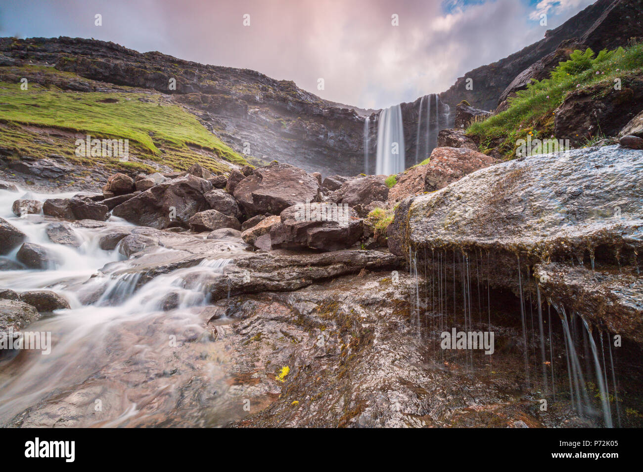Fossa waterfall, Sunda municipality, Streymoy Island, Faroe Islands ...