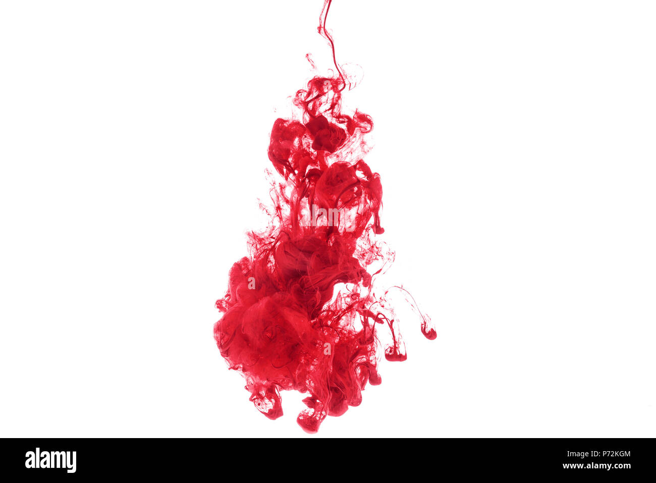 red paint splash in water, isolated on white with copy space Stock ...