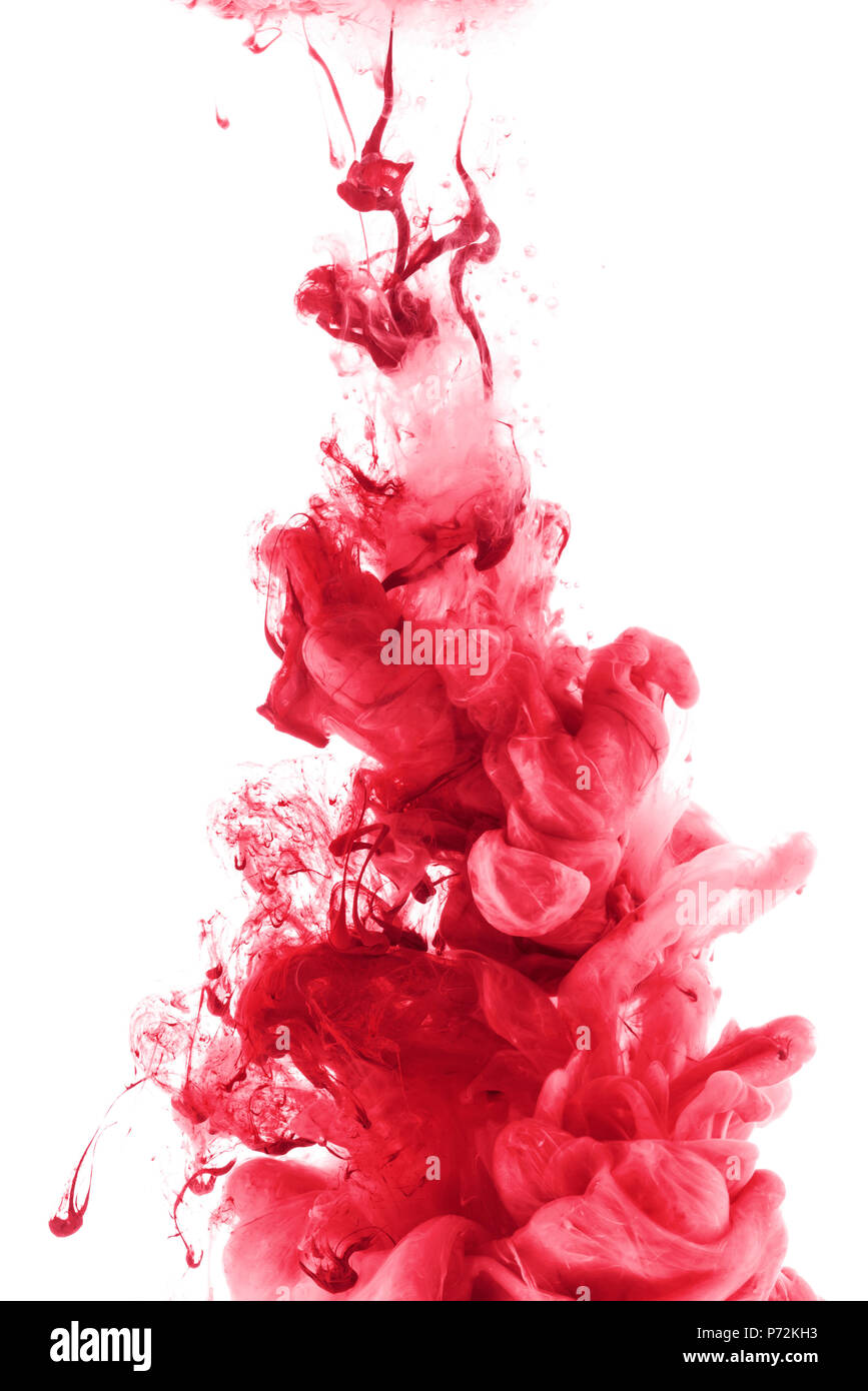 red paint splash in water, isolated on white Stock Photo - Alamy