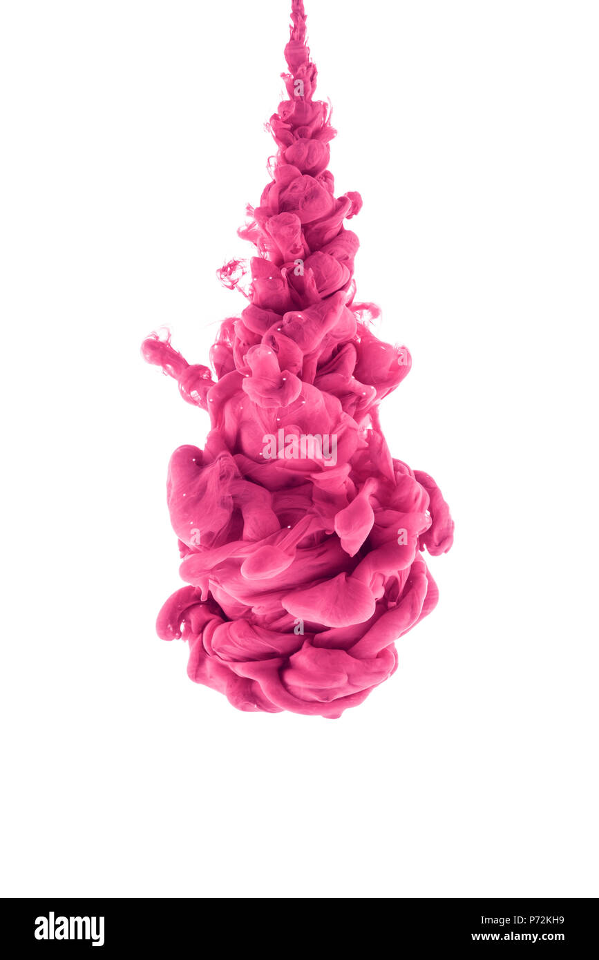pink paint splash in water, isolated on white Stock Photo - Alamy
