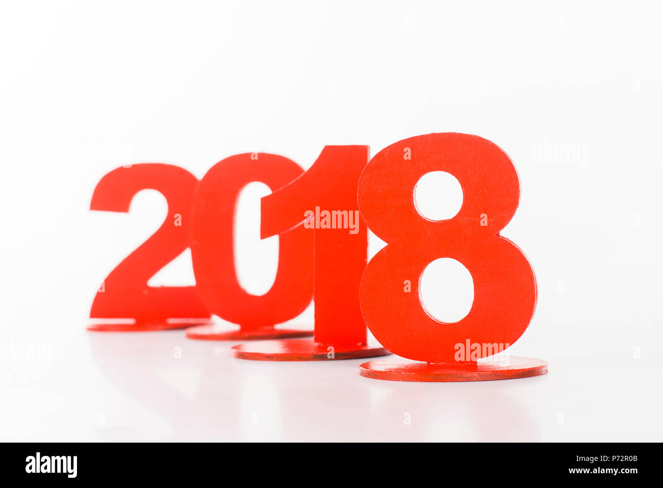 close up view of red 2018 sign isolated on white Stock Photo - Alamy