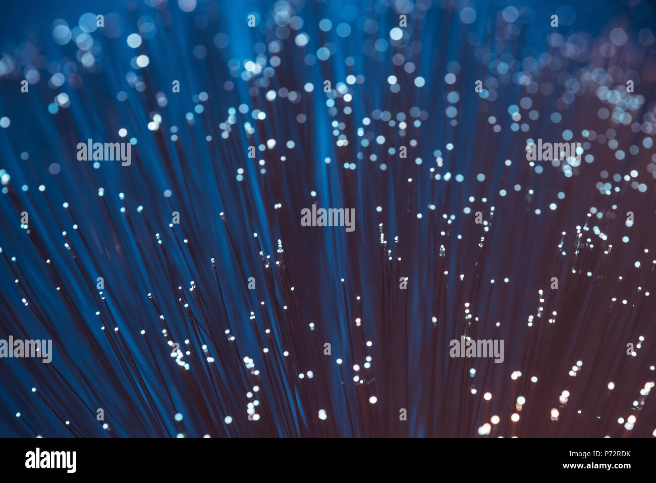 Close up of glowing fiber optics on dark texture background Stock Photo ...