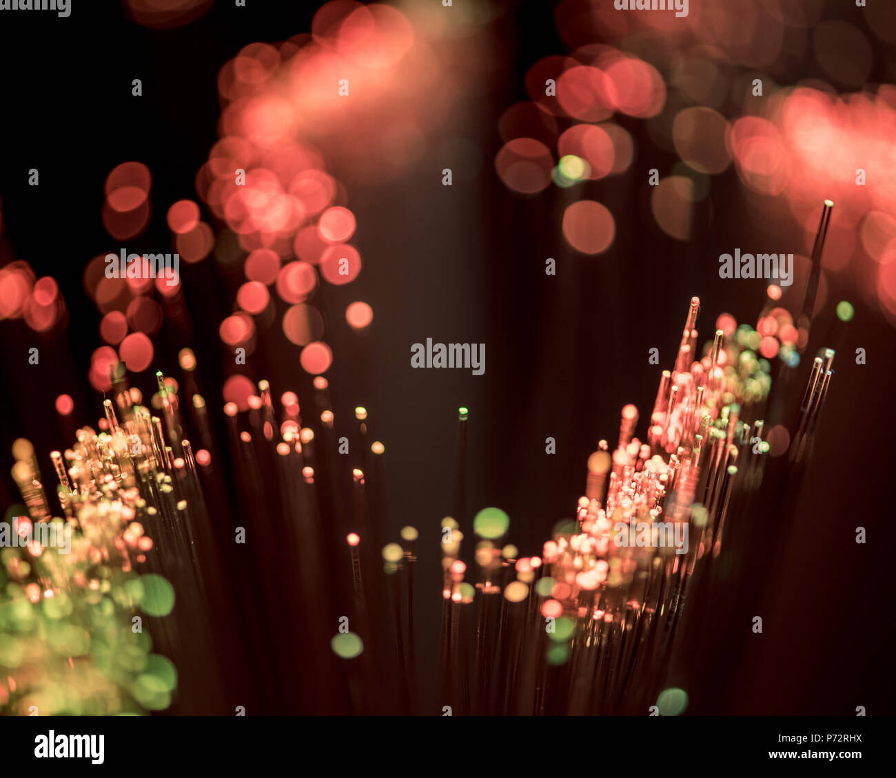 selective focus of shiny pink fiber optics background Stock Photo - Alamy