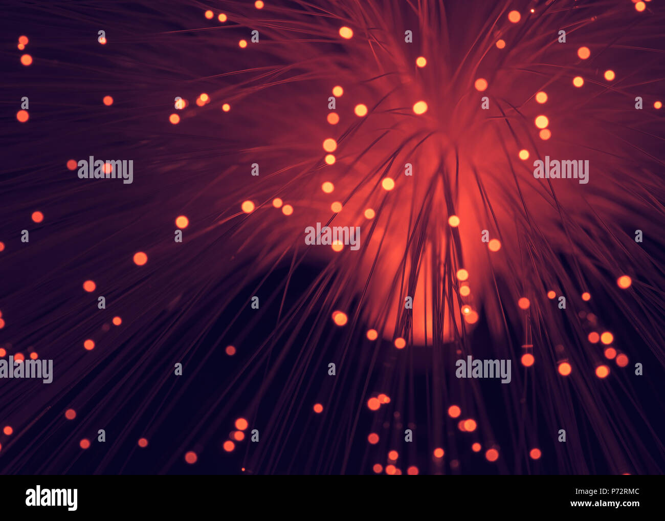 blurred glowing red fiber optics, communication technology Stock Photo ...