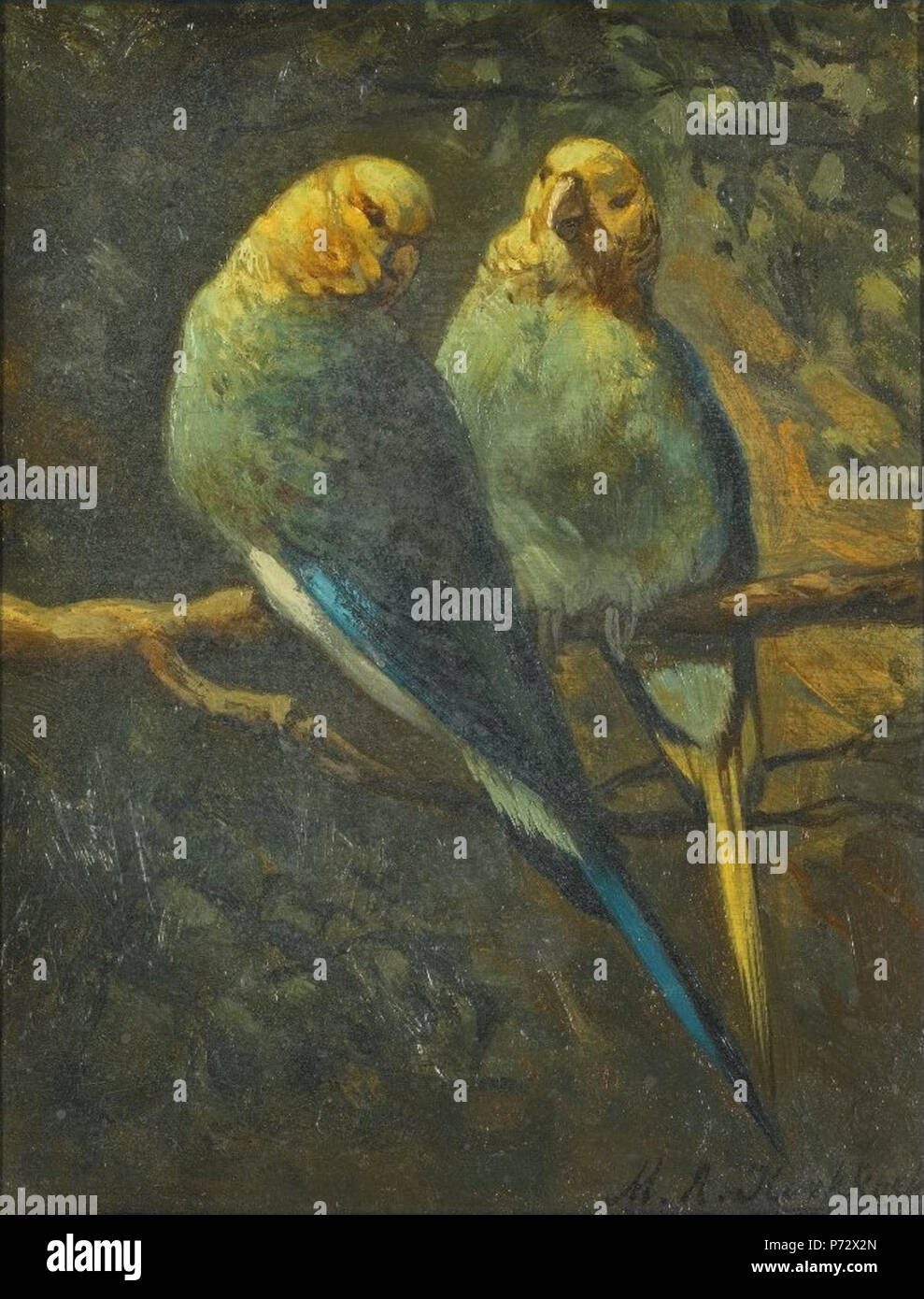 English: Parrots by Marinus Adrianus Koekkoek the younger (1873-1944 ...