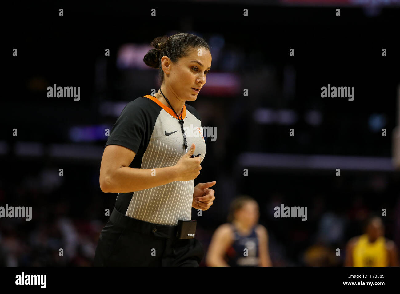 WNBA referee Tiara Cruse #19 during the Connecticut Sun vs Los Angeles ...