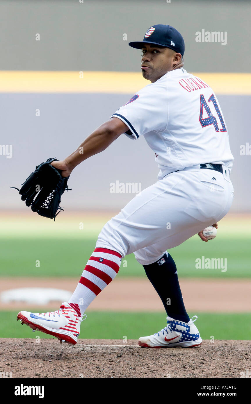 Milwaukee, WI, USA. 3rd July, 2018. Milwaukee Brewers starting pitcher ...