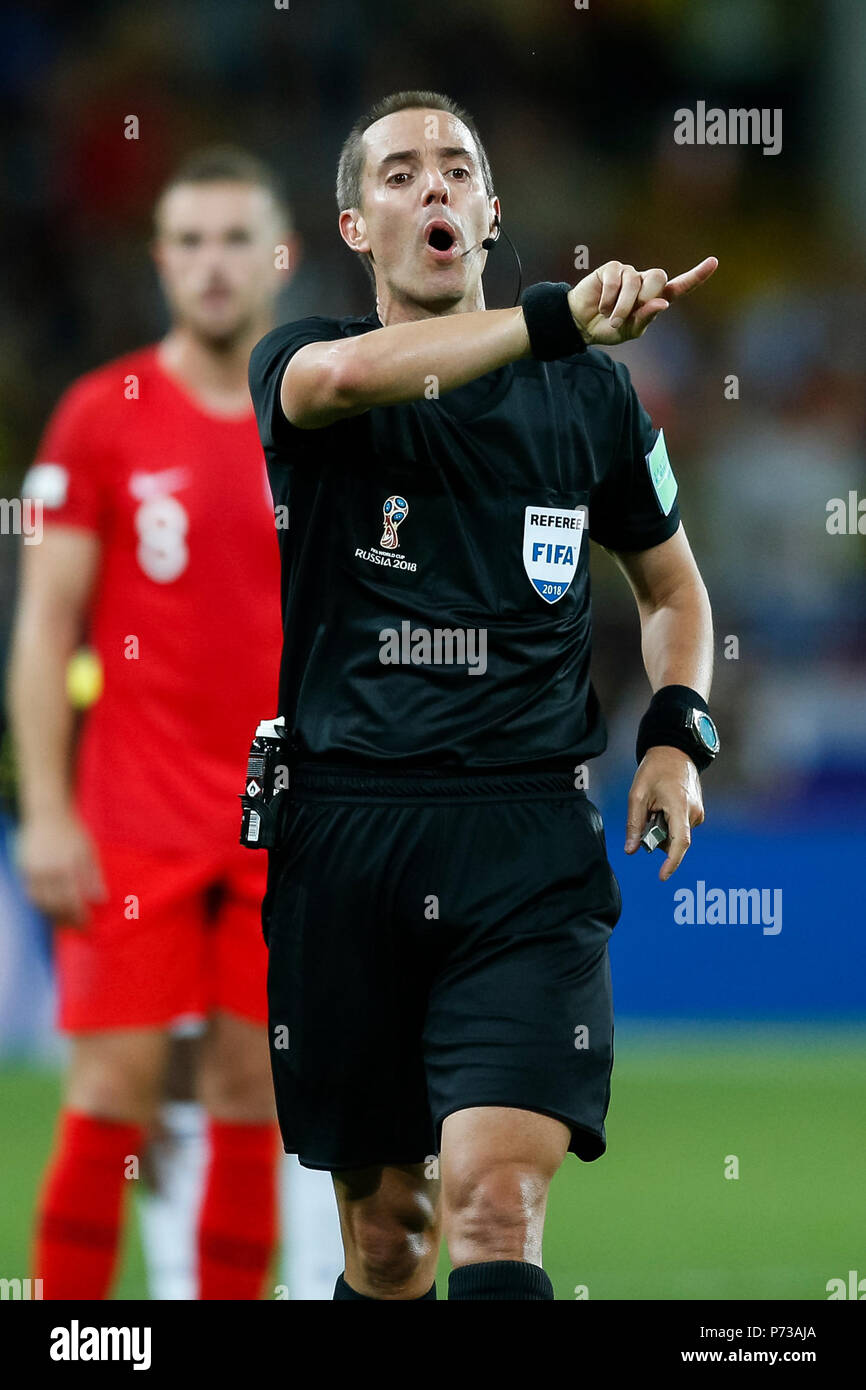 Referee Mark Geiger during the 2018 FIFA World Cup Round of 16 match ...