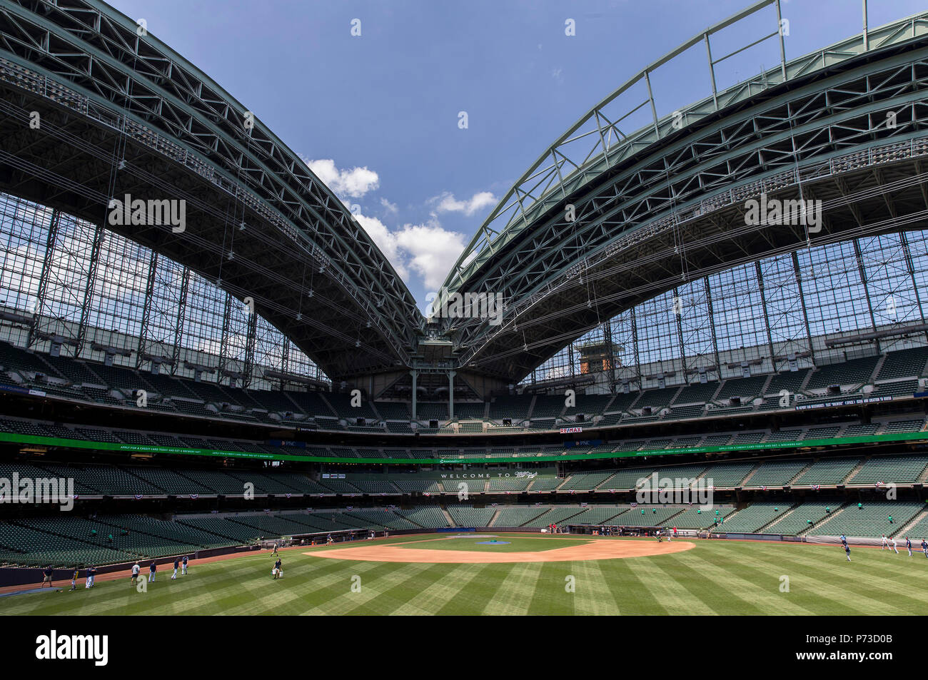 Milwaukee, WI, USA. 3rd July, 2018. A picture of Miller Park from the ...