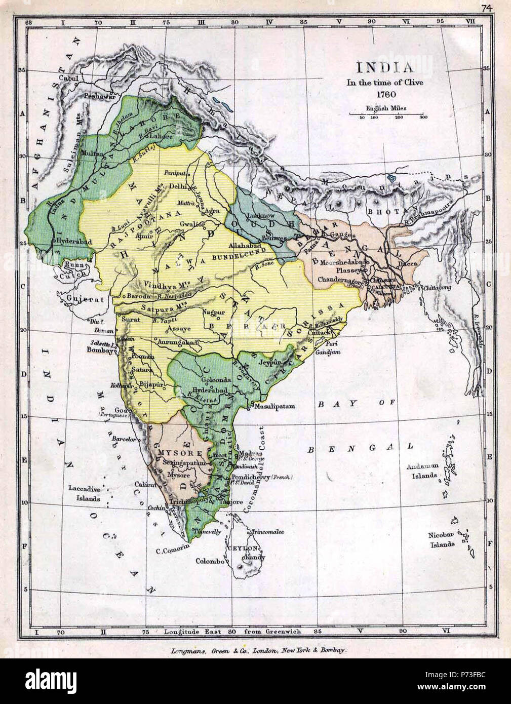 The Indian peninsula in 1760 Stock Photo - Alamy
