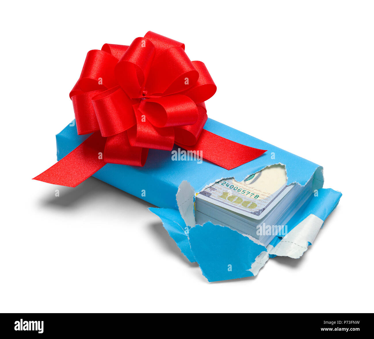 Hundred Dollar Stack of Money Wrapped With Bow Isolated on White Stock ...