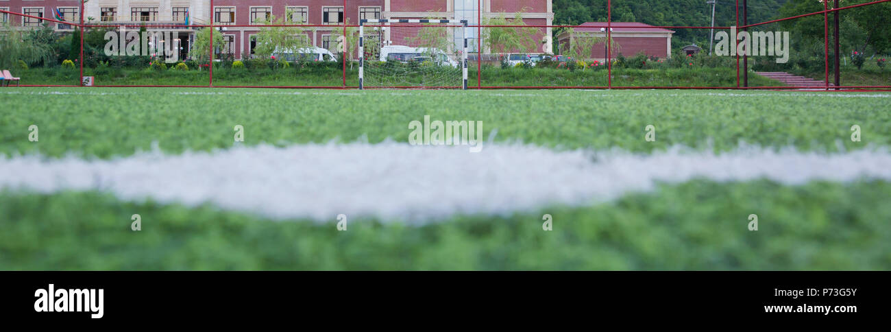 Mini Football Goal On An Artificial Grass . Inside of indoor football ...