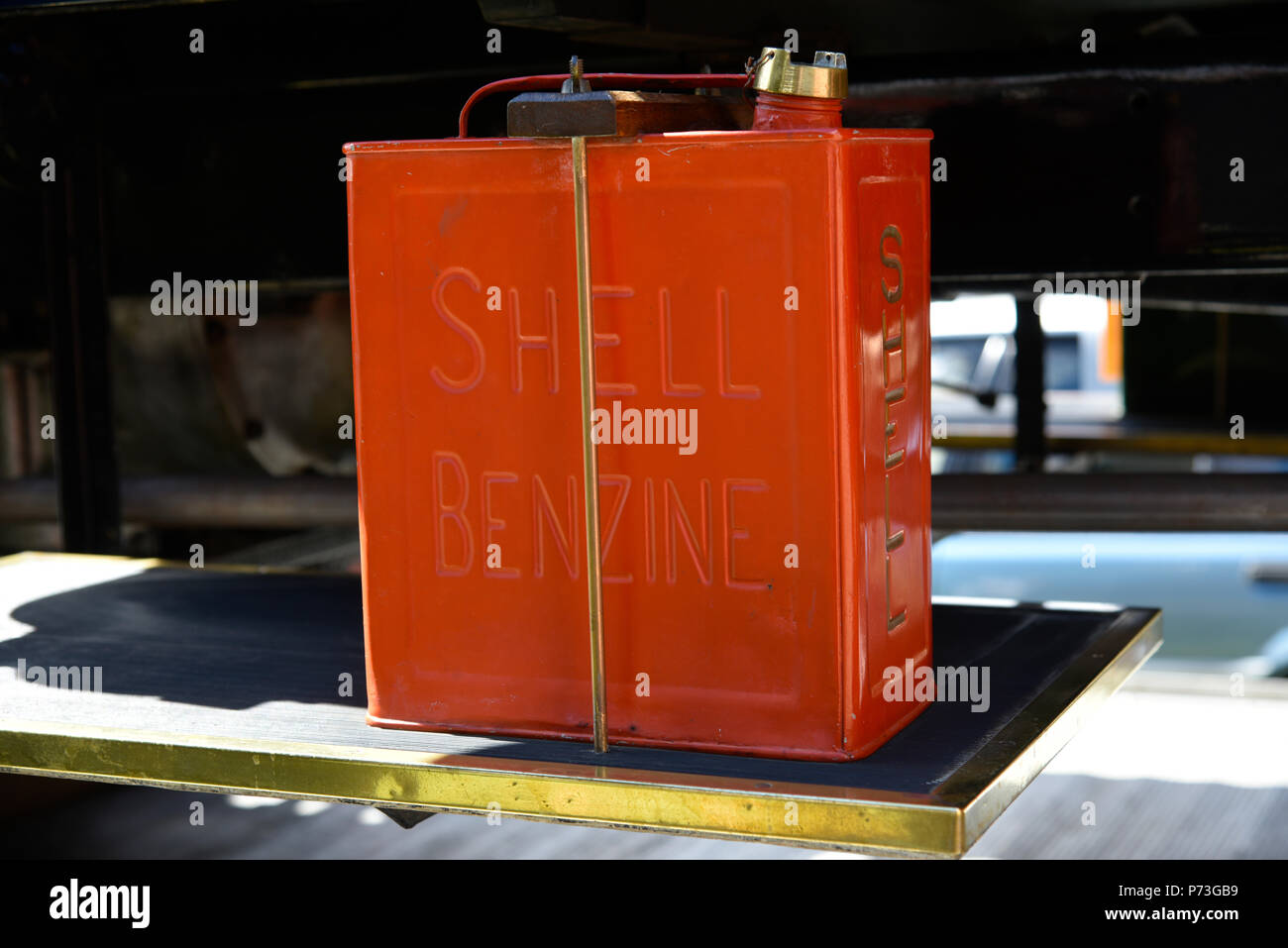 vintage period Shell Benzine can fixed to running board of vintage ...