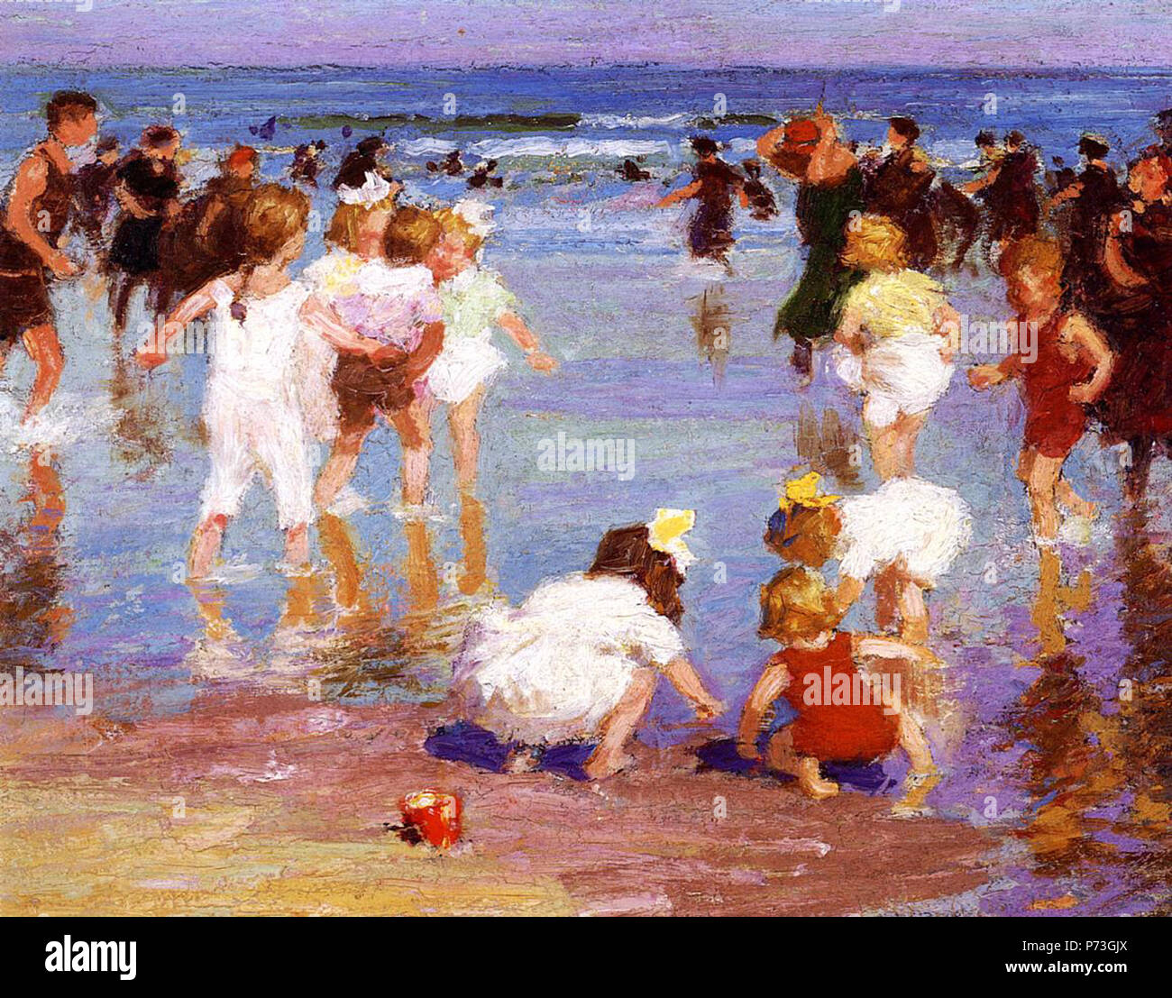 English: 'Happy Days,' oil on panel, by artist Edward Henry Potthast ...
