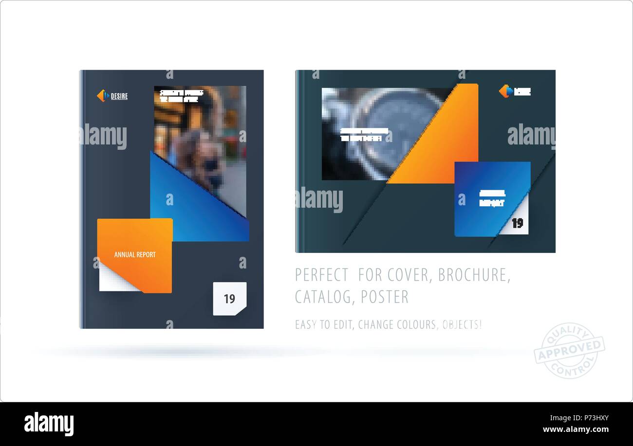 Brochure design rectangular template. Colourful modern abstract set ...