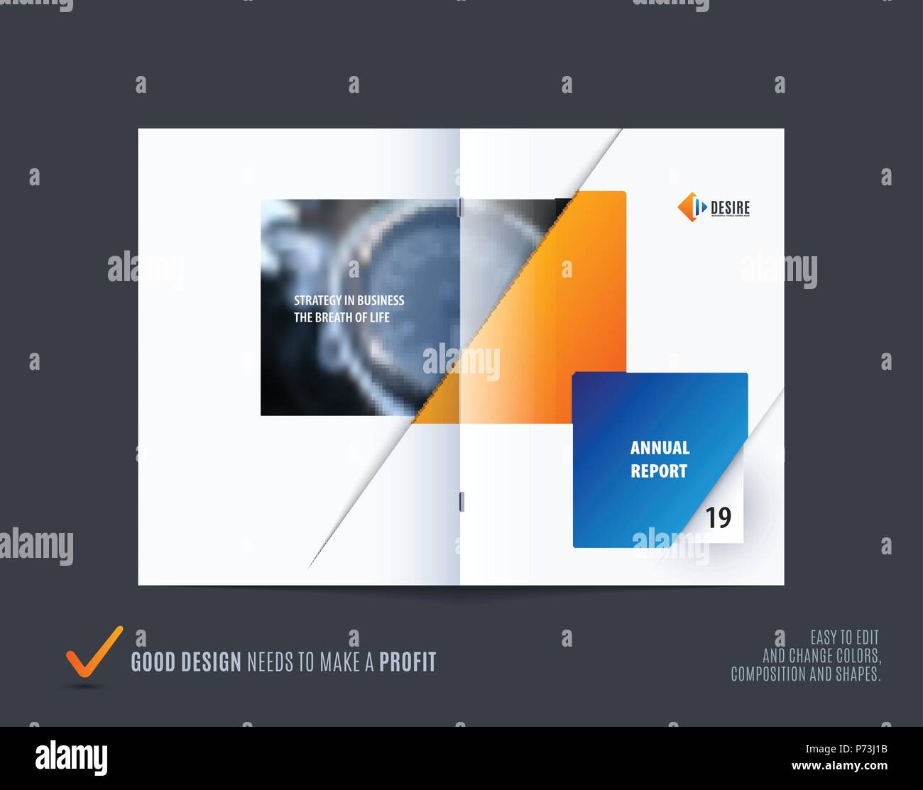 Abstract double-page brochure design rectangular style with colourful ...