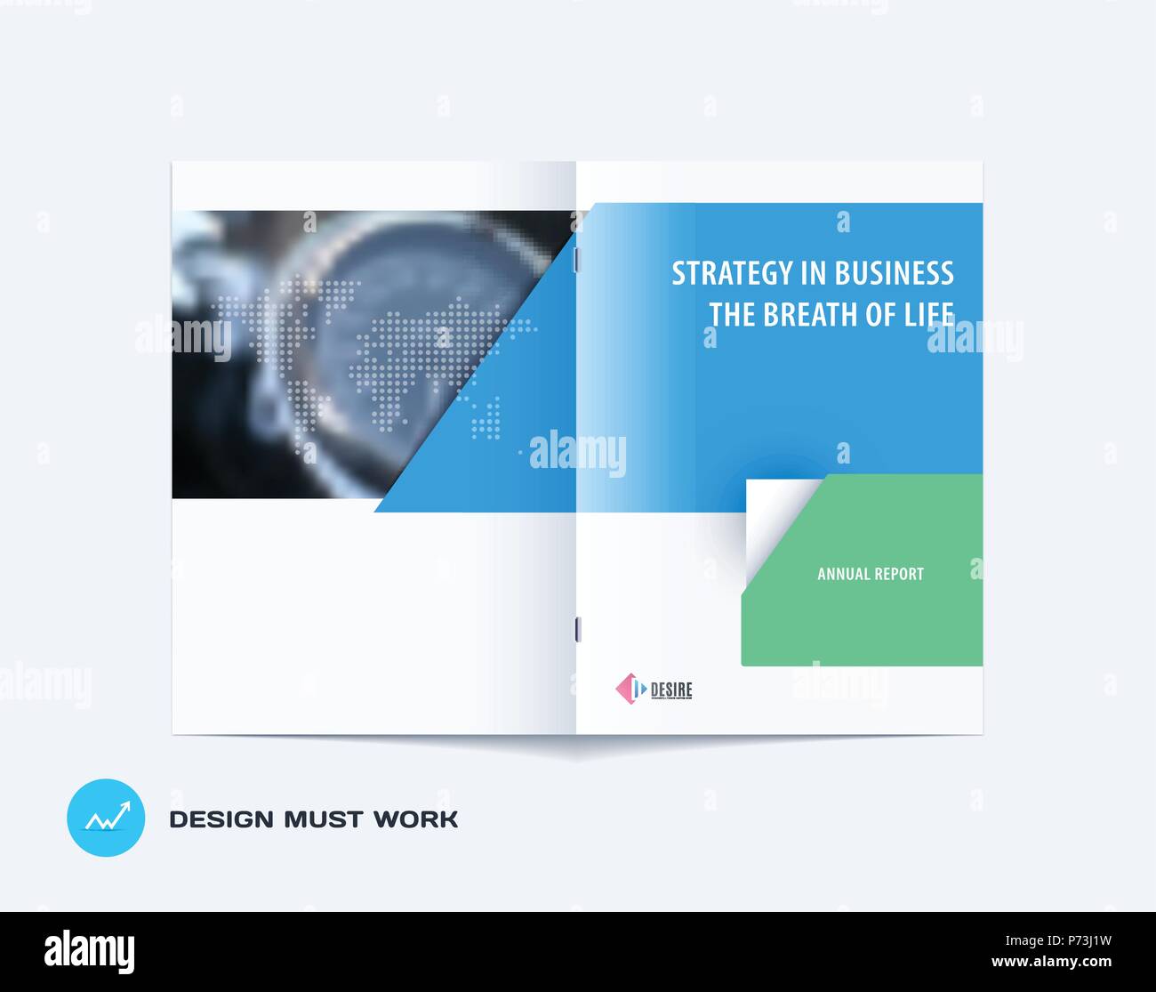 Abstract double-page brochure design rectangular style with colourful ...