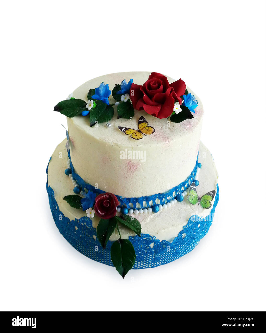 Two tier birthday cake Cut Out Stock Images & Pictures - Alamy