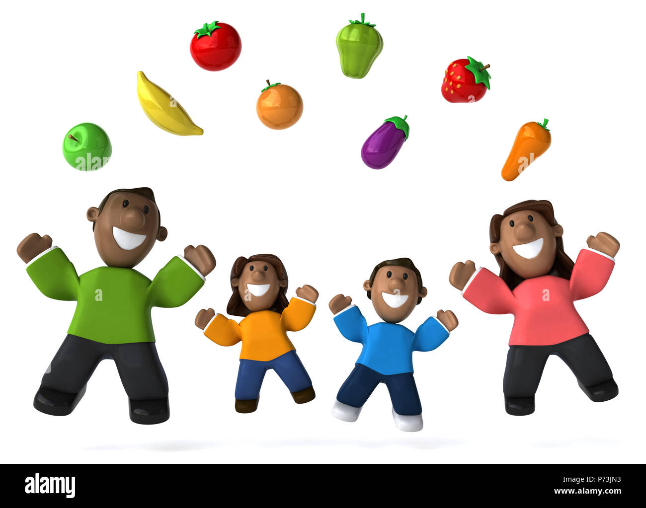 Happy family - 3D Illustration Stock Photo - Alamy