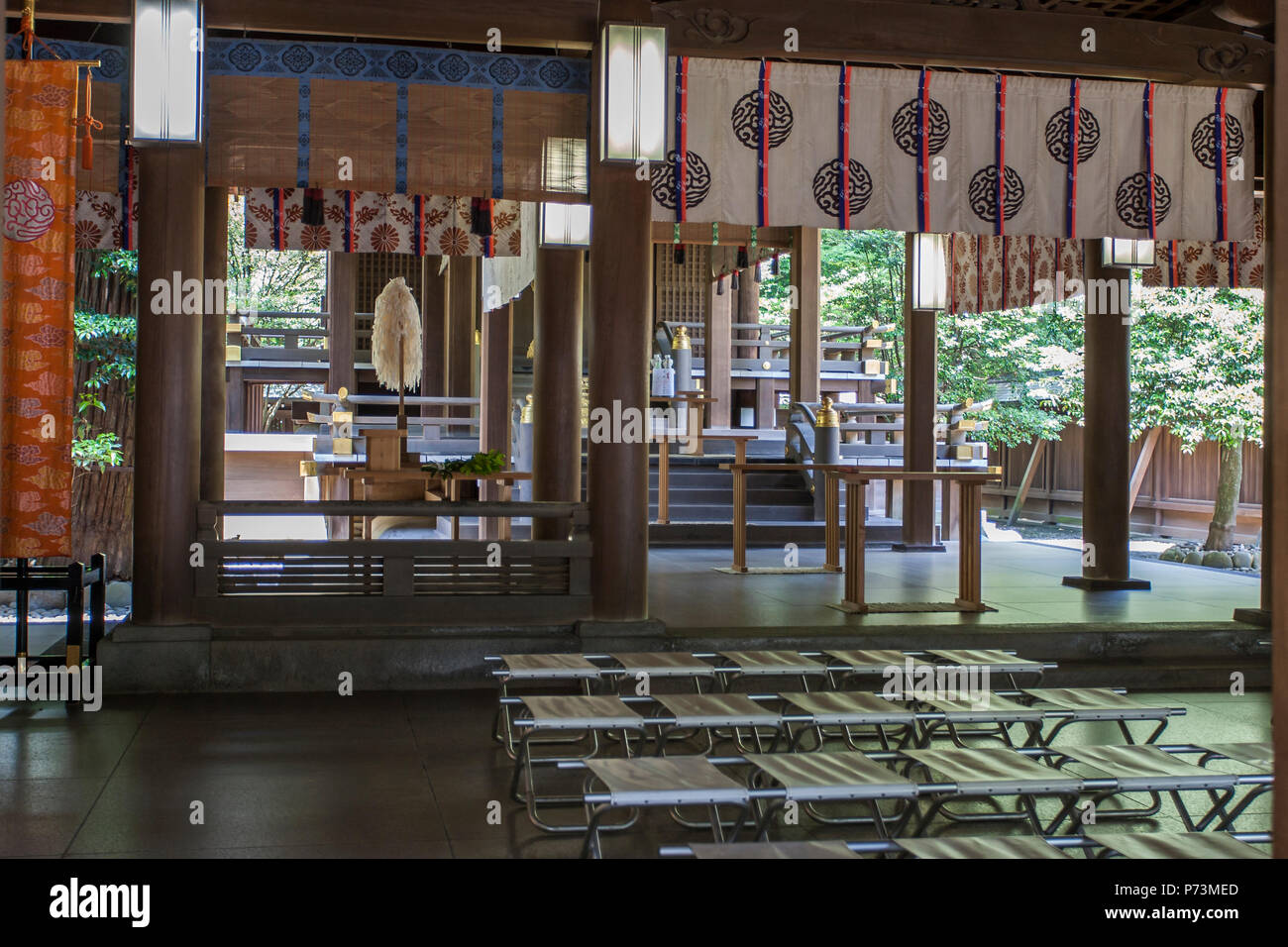 An intimate look at the altar of the historic Japanese Shinto Shrine ...