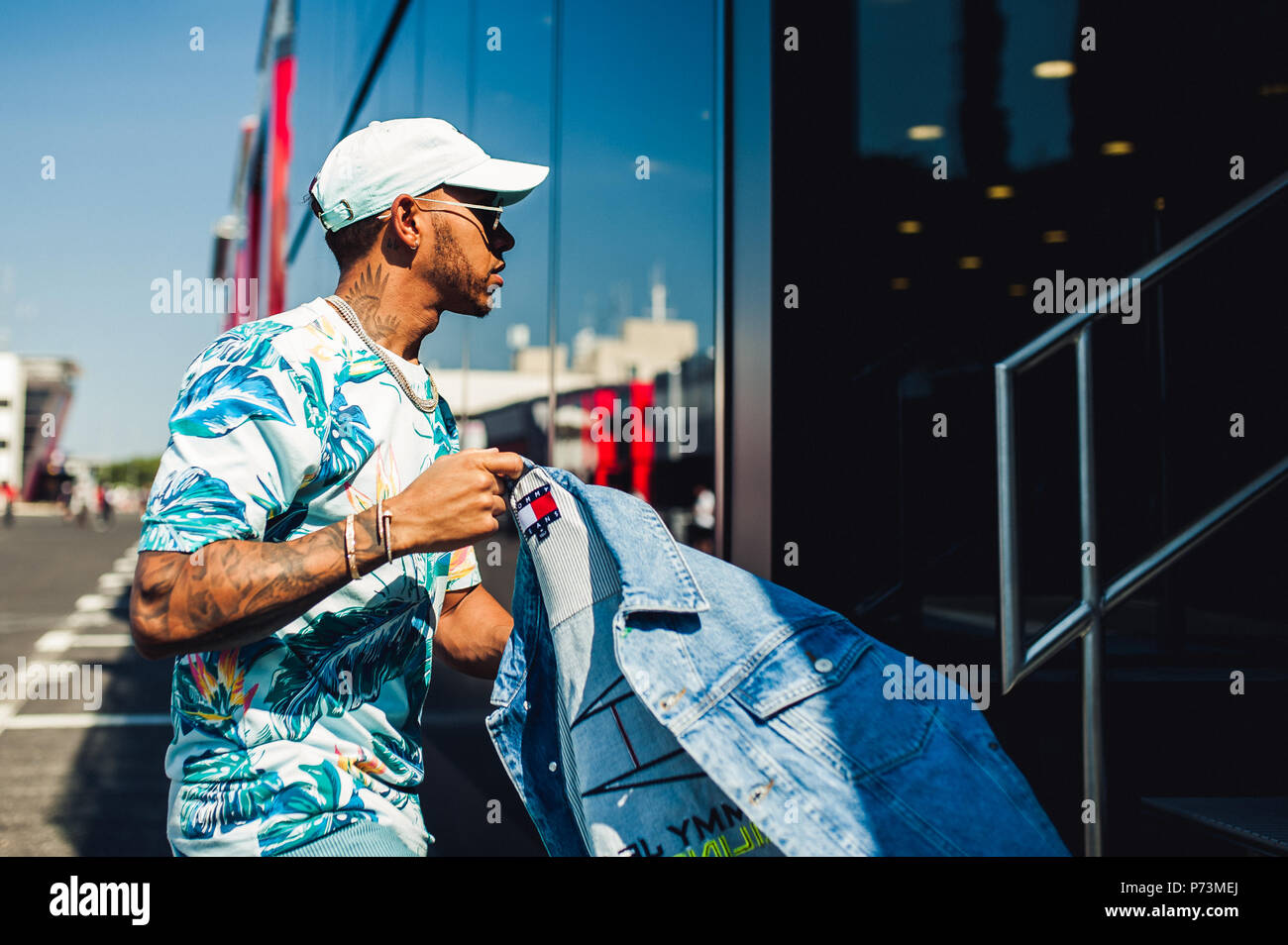 Lewis hamilton mercedes in paddock hi-res stock photography and images ...