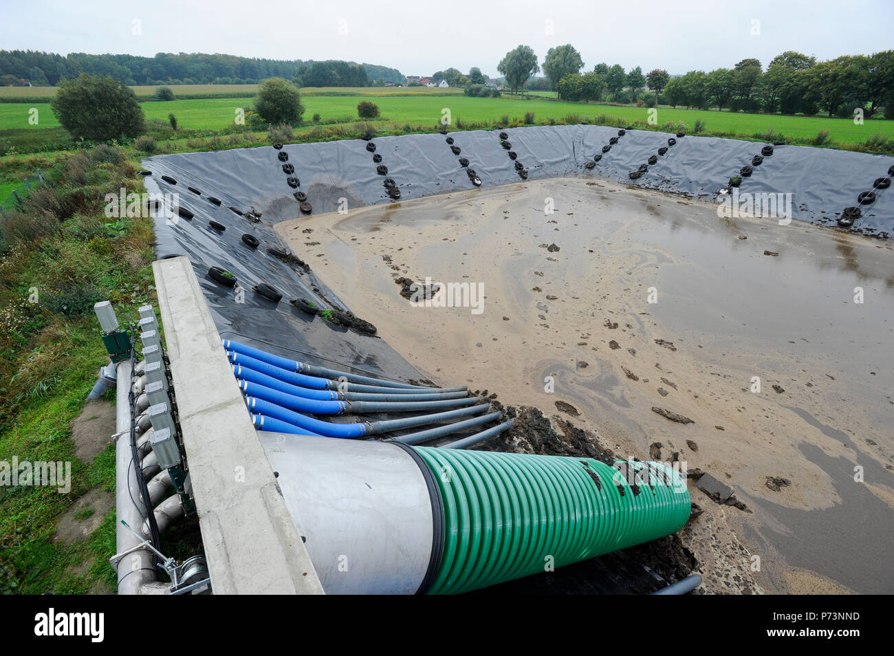 Germany, Biogas plant and slurry pond of milk cow farm Stock Photo - Alamy
